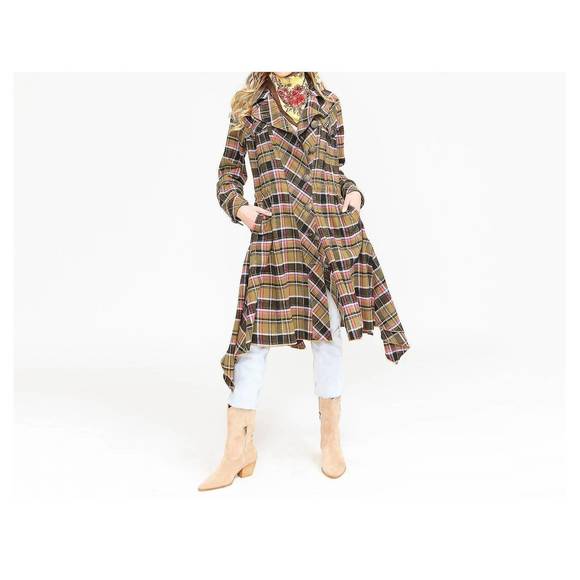 Aratta | Jackets & Coats | New Aratta Coco Plaid Trench Coat In Black ...